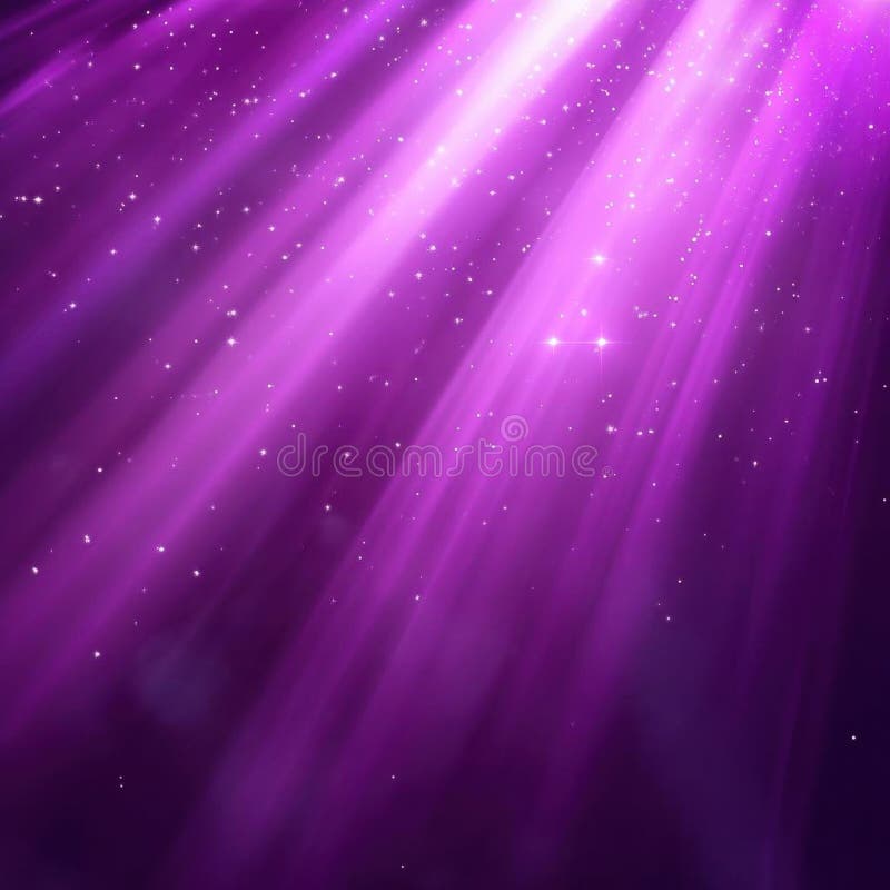 Purple Light Rays with Sparkling Dust Stock Illustration - Illustration ...