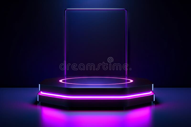 Purple Light is Shining on Black Surface with Square Shaped Object ...