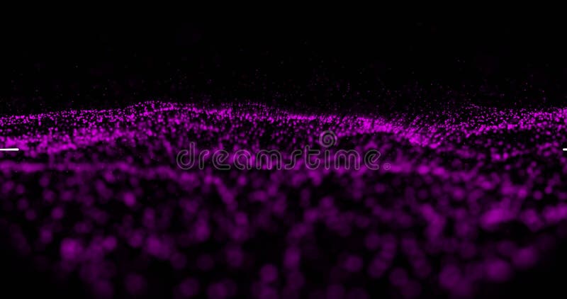 Purple Light Trail Exploding Over Purple Digital Wave Moving Against ...