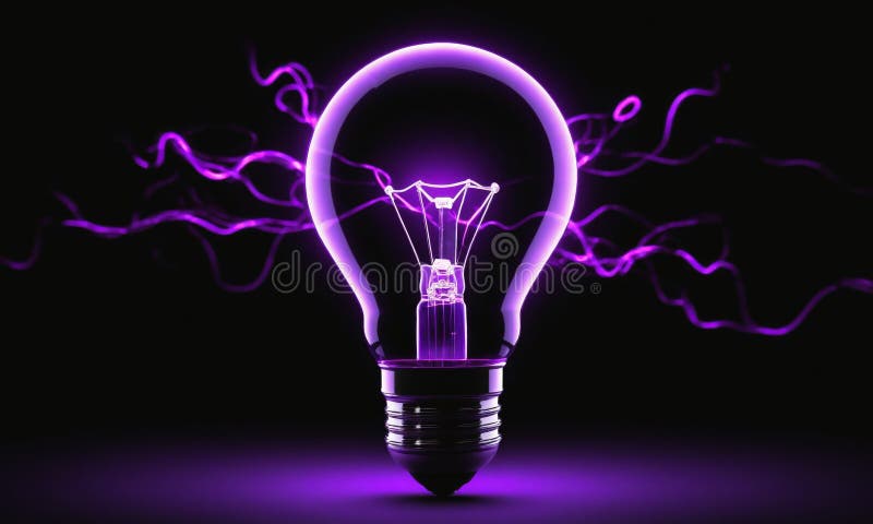 Close-up View of a Lightbulb with a Purple Glow Stock Illustration ...
