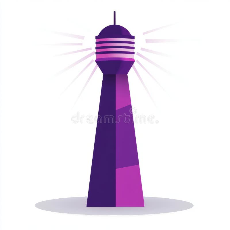 Purple Lighthouse with a Bright Beam. Stock Illustration - Illustration ...