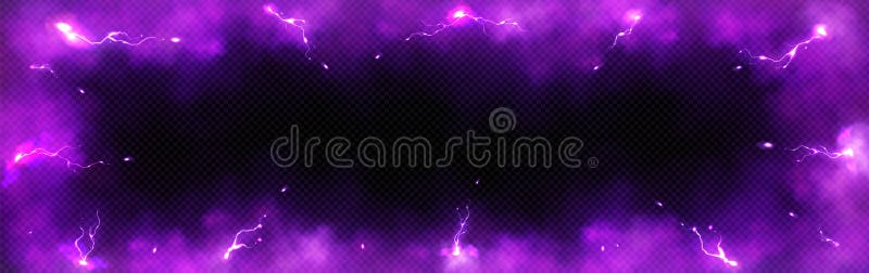 Purple Lightning and Smoke Effect Frame Background Stock Illustration ...