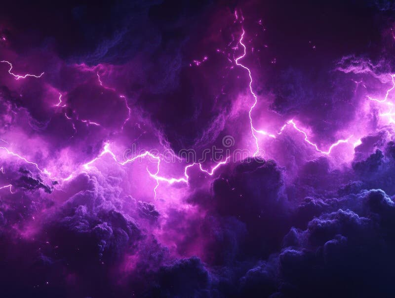 Purple Lightning Storm Clouds Stock Photo - Image of desktop, force ...