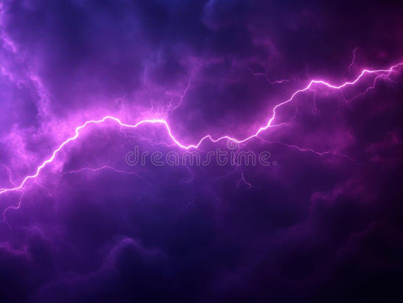 Purple Lightning Storm - a Dramatic Display of Nature S Power Stock ...