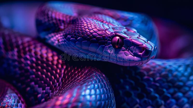 Purple Lights Illuminated Snake Image Stock Illustration - Illustration ...