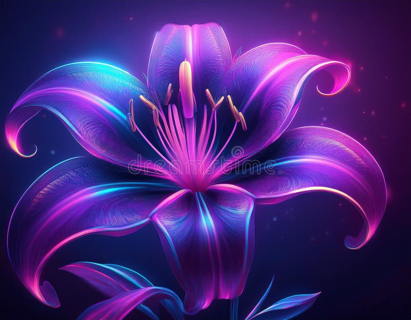 Purple Lily Flower Closeup Illustration Stock Image - Image of spring ...
