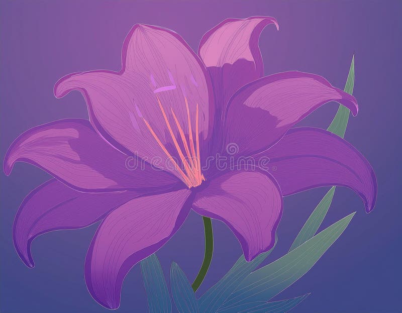 Purple Lily Flower Closeup Illustration Stock Image - Image of ...