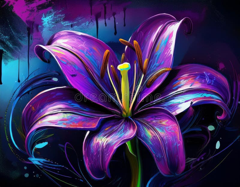 Purple Lily Flower Closeup Illustration Stock Image - Image of lily ...