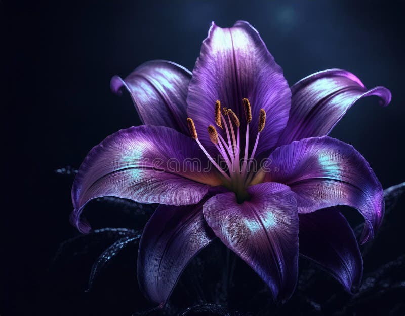 Purple Lily Flower Closeup Illustration Stock Image - Image of ...