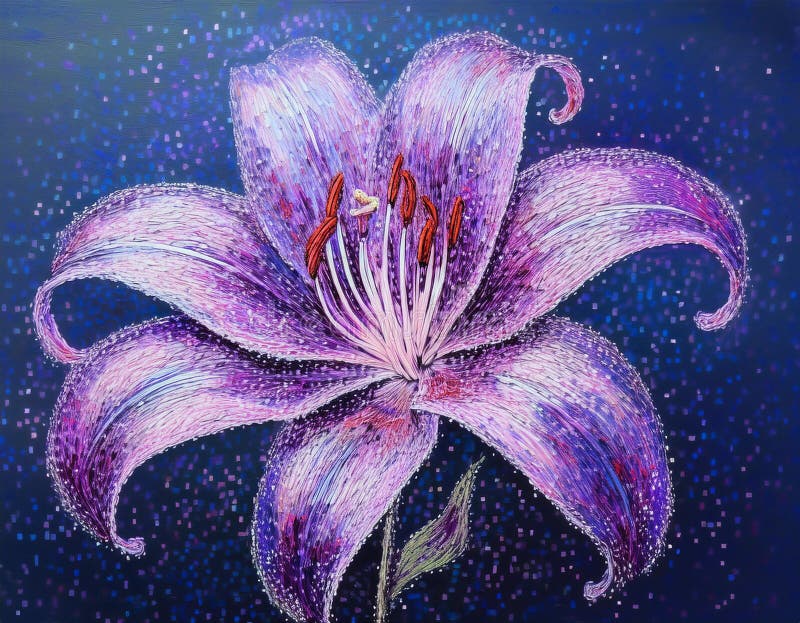 Purple Lily Flower Closeup Illustration Stock Image - Image of nature ...