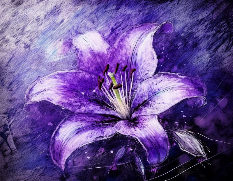 Purple Lily Flower Closeup Illustration Stock Photo - Image of blossom ...