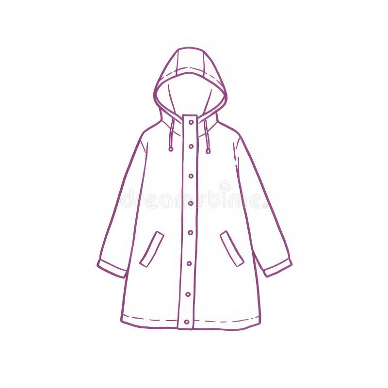 Purple Line Art Long Hooded Coat Design Stock Illustration ...