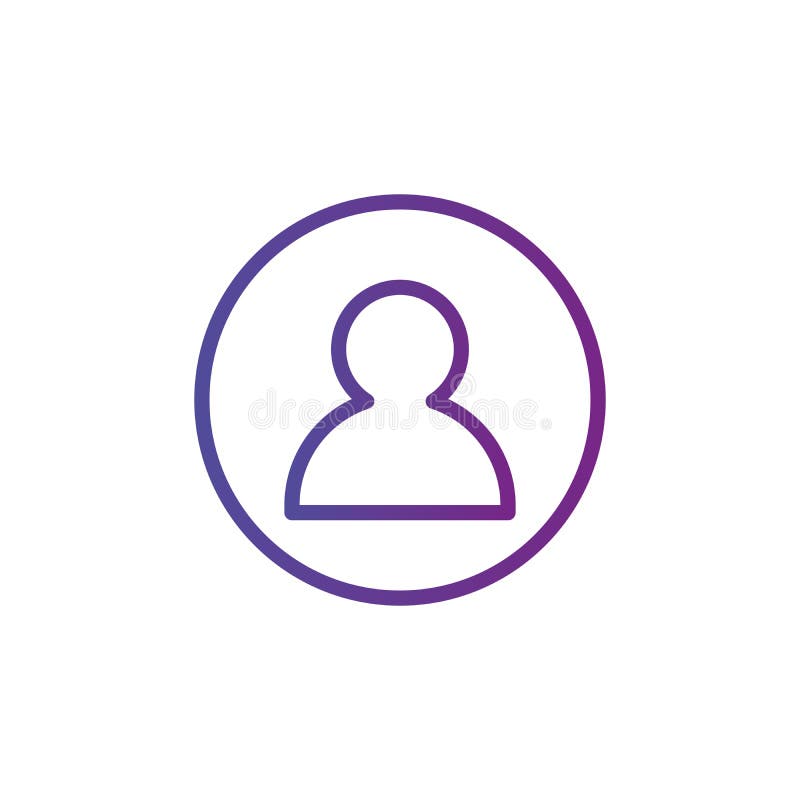 Purple Linear Outline Person Icon, User Icon in Circle Vector ...