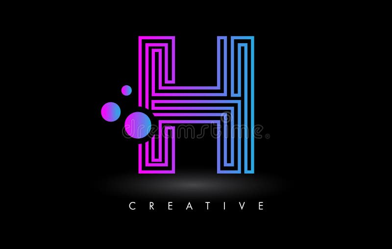 Purple Lines H Letter Logo Letter Made of Lines. Monogram Style Letter ...