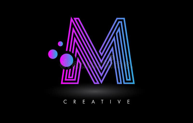 Purple Lines M Letter Logo Letter Made of Lines. Monogram Style Letter ...
