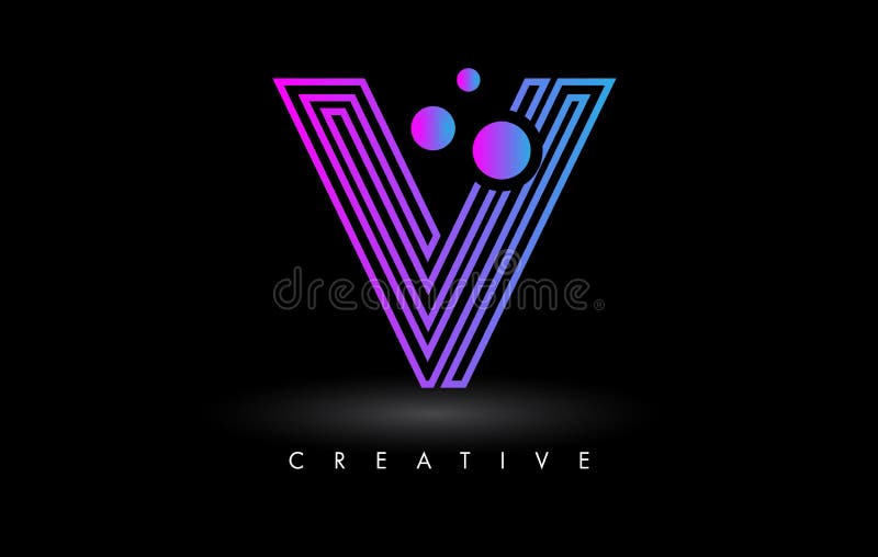 Purple Lines V Letter Logo Letter Made of Lines. Monogram Style Letter ...