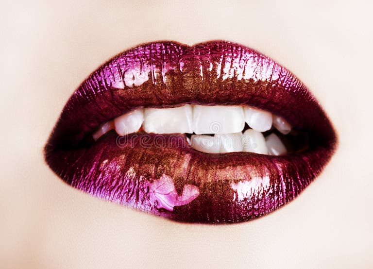 Purple lipstick lips stock photo. Image of caucasian - 13677240