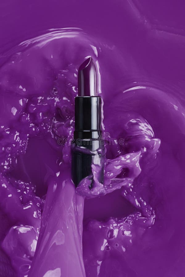 Purple Lipstick in Liquid Flow. Stock Image - Image of personal, glossy ...