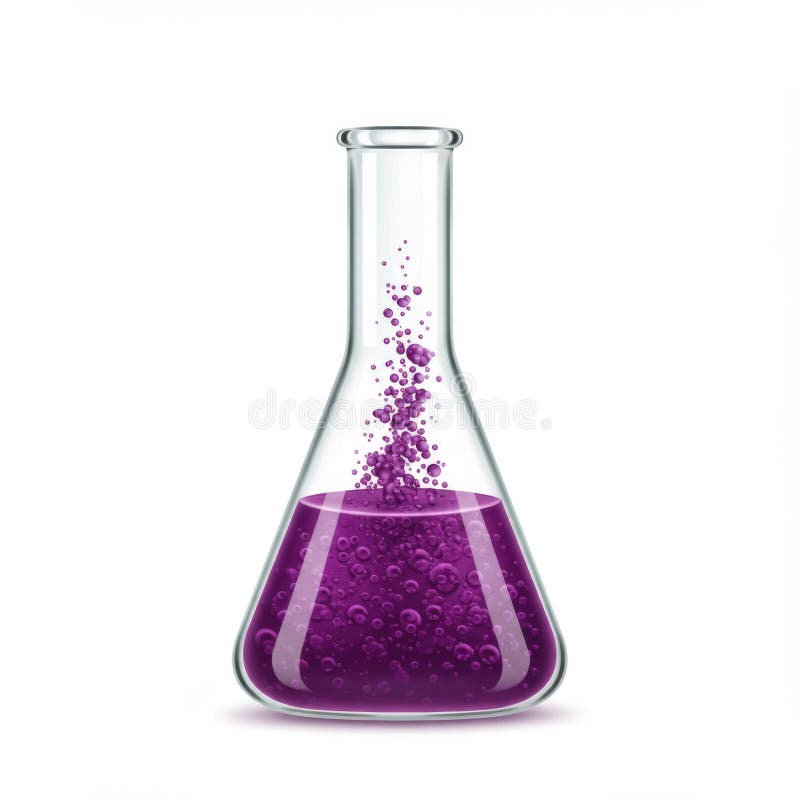 Purple Liquid Bubbling in Erlenmeyer Flask Stock Illustration ...