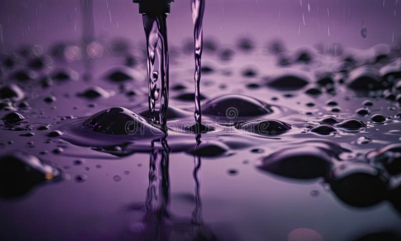 A Purple Liquid is Dripping Down a Surface, with a Few Drops of Water ...