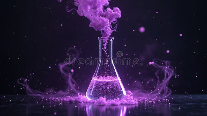 Purple Liquid in Erlenmeyer Flask with Smoke Good Resolution Stock ...
