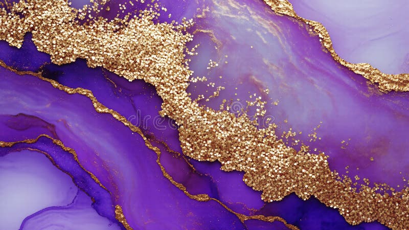 Purple Liquid and Gold Glitter are Mixed Together To Form Beautiful and ...