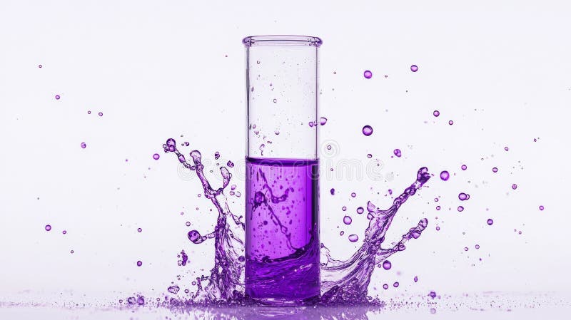 Purple Liquid Splashes from a Glass Beaker during a Science Experiment ...