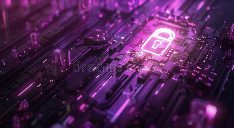 Purple Lock on Computer Keyboard Stock Photo - Image of identity ...