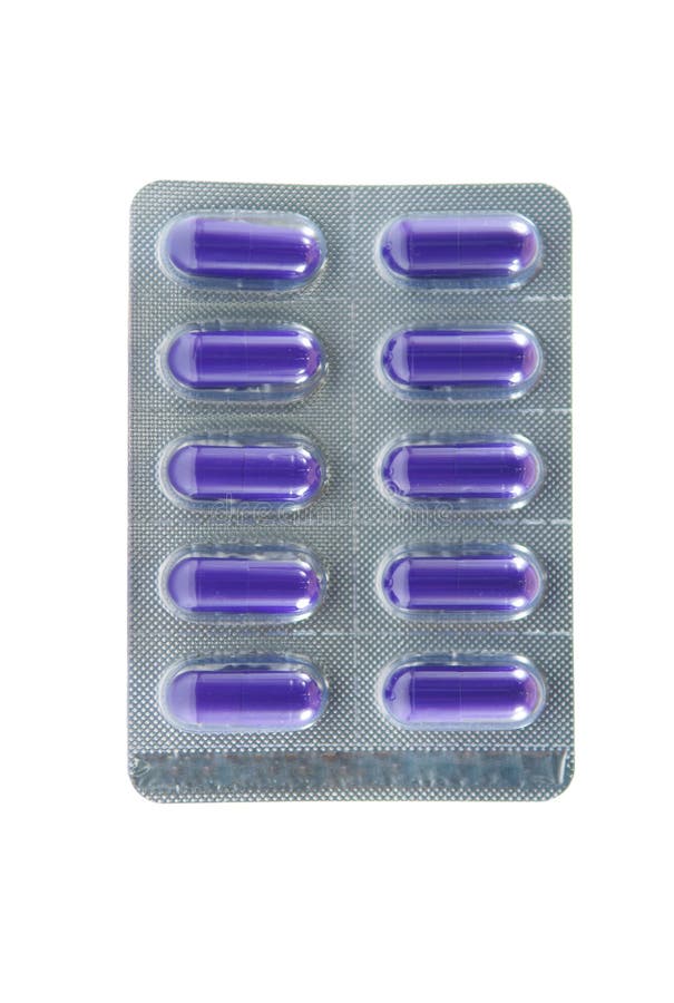 Purple Long Capsule in Transparent Blister Pack Stock Image - Image of ...