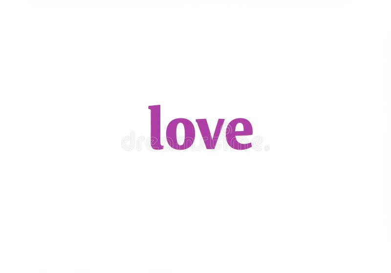 Purple Love Text on Simple White Background for Minimalist Design Stock ...