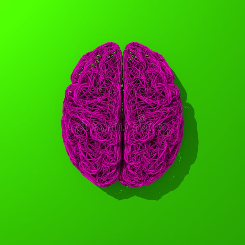 Purple Low Poly Brains Illustration Close-up, Blurred Foreground Stock ...