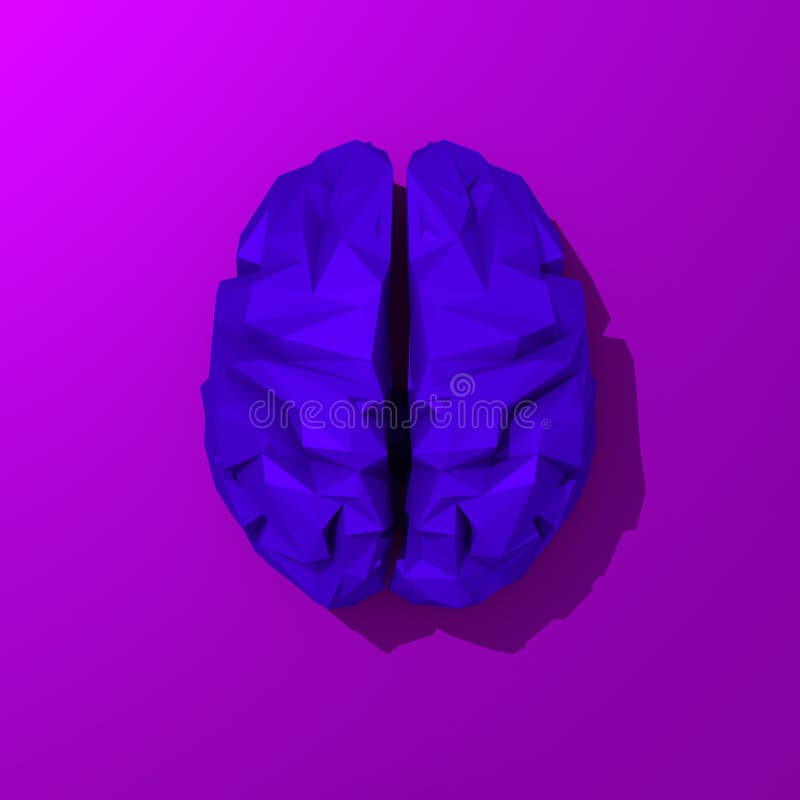 Purple Low Poly Render of Brain Illustration Stock Illustration ...