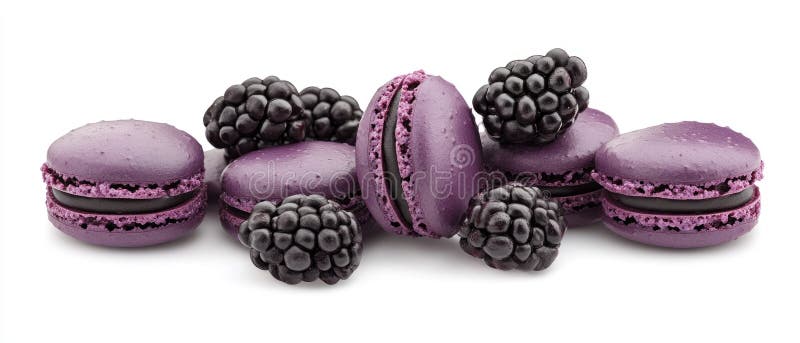 Purple Macarons with Blackberries Stock Illustration - Illustration of ...