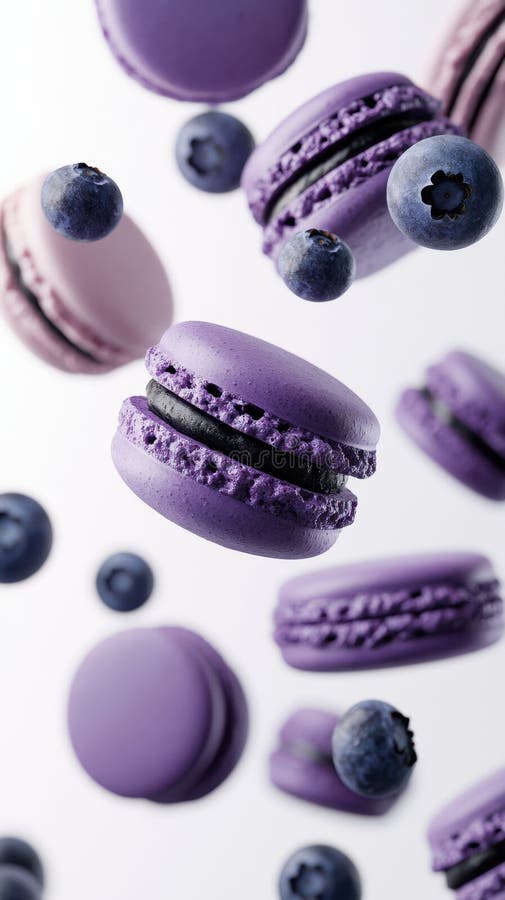Purple Macarons & Blueberries Stock Photo - Image of sweet, fruit ...