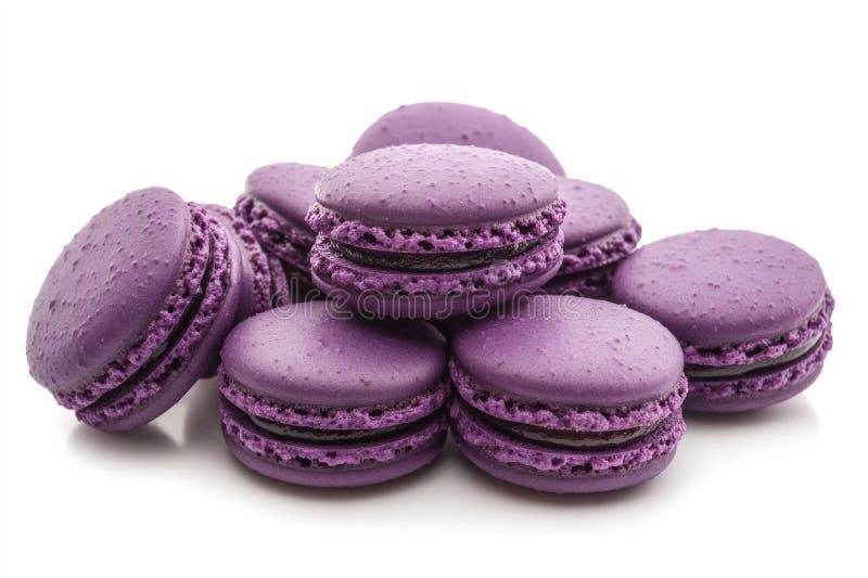 Purple Macarons Piled White Background Neural Network Ai Generated ...