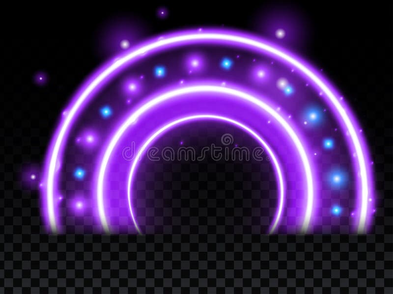 Purple Magic Arc. Abstract Magic Light Effect. Luminous Neon Arch Lines ...