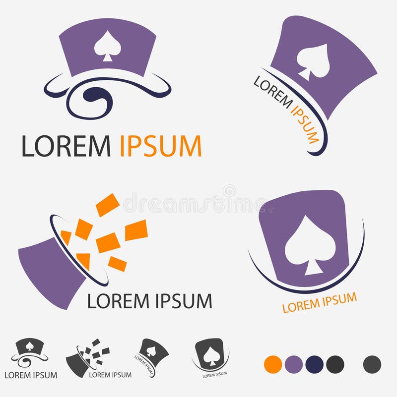 Purple Magic Hat of Magician Logo Set Stock Vector - Illustration of ...