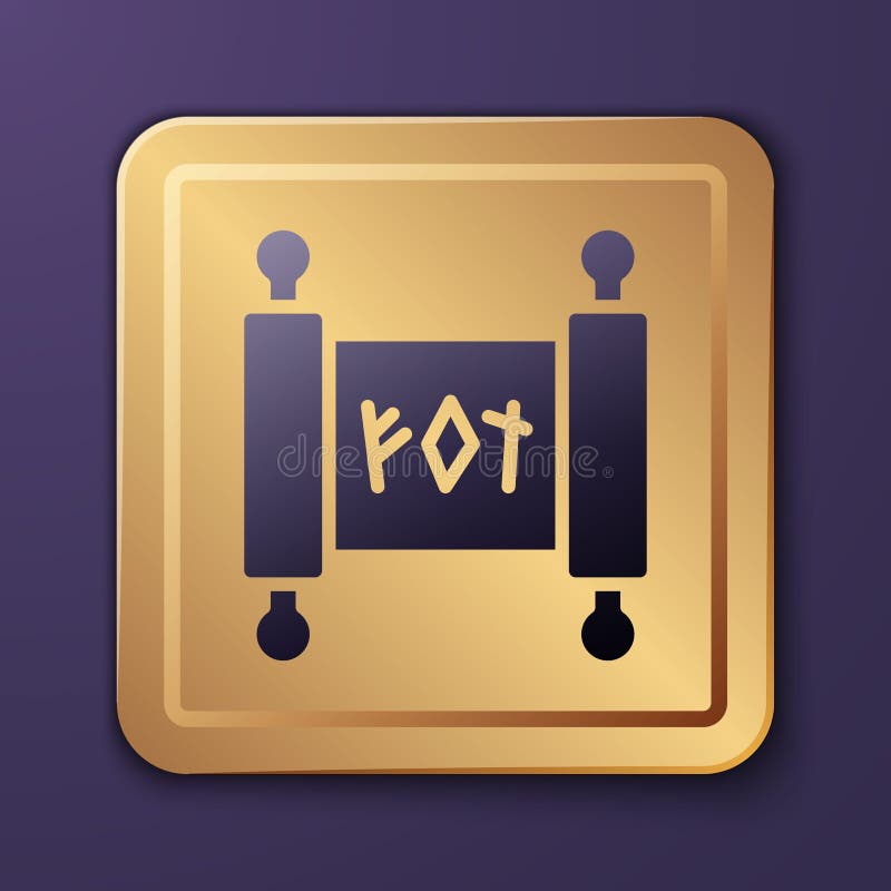 Purple Magic Scroll Icon Isolated on Purple Background. Decree, Paper ...