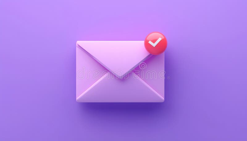 Purple Mail Envelope with New Message Notification and Red Bubble for ...