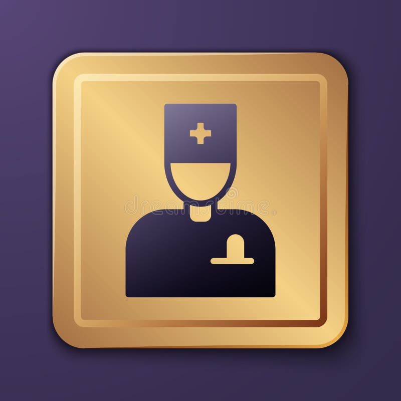 Purple Male Doctor Icon Isolated on Purple Background. Gold Square ...