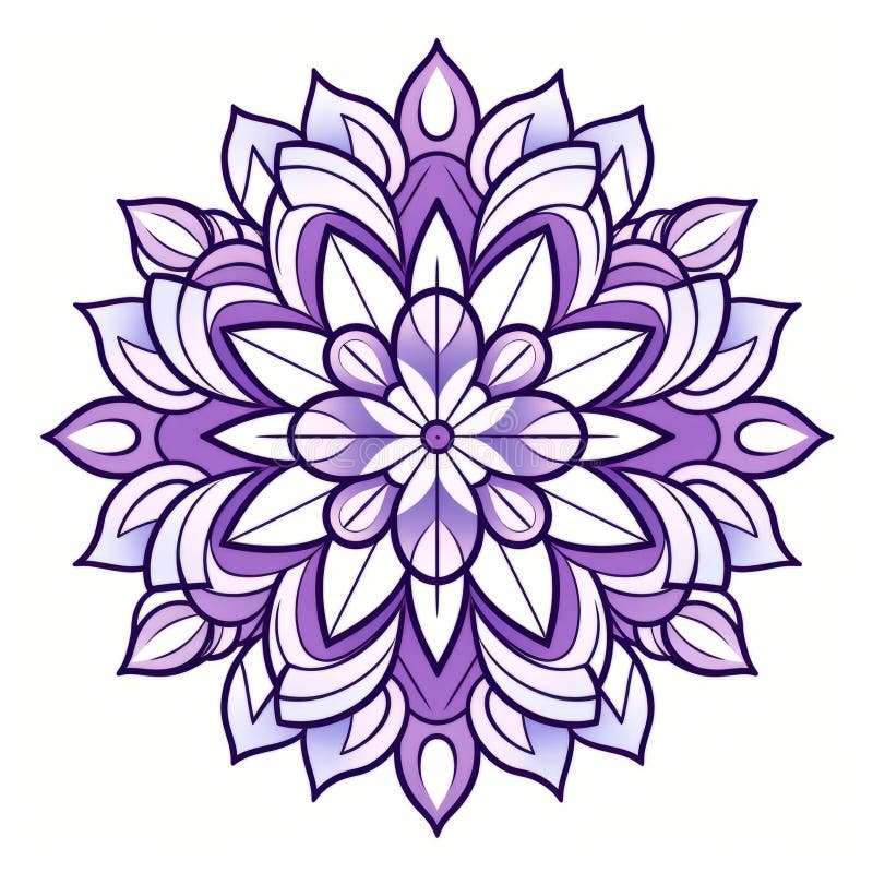 Purple Mandala Flower: Trace Monotone Design with Elegant Outlines ...