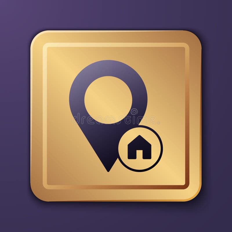 Purple Map Pointer with House Icon Isolated on Purple Background. Home ...