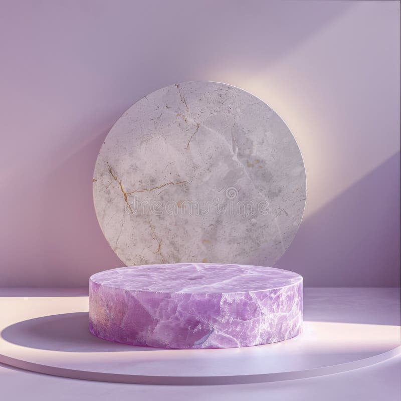 Purple Marble Platform and Circular Stone Background Stock Illustration ...