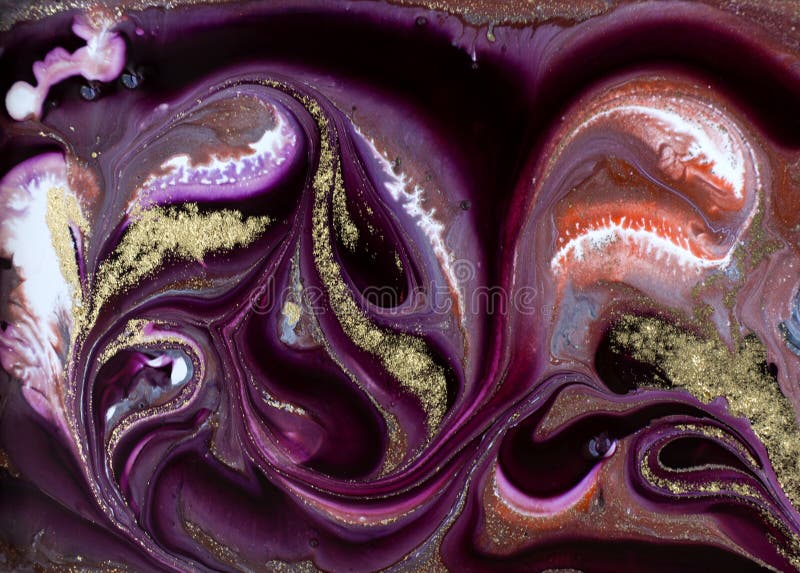 Purple Marbling Pattern. Golden Marble Liquid Texture. Stock Photo ...