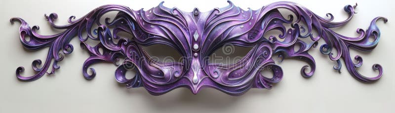 Purple Masquerade Mask with Intricate Floral Design Stock Illustration ...