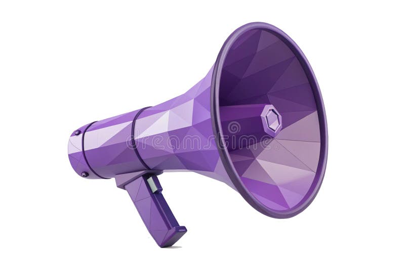 Purple Megaphone, Communication Tool, Isolated on White Background, 3d ...