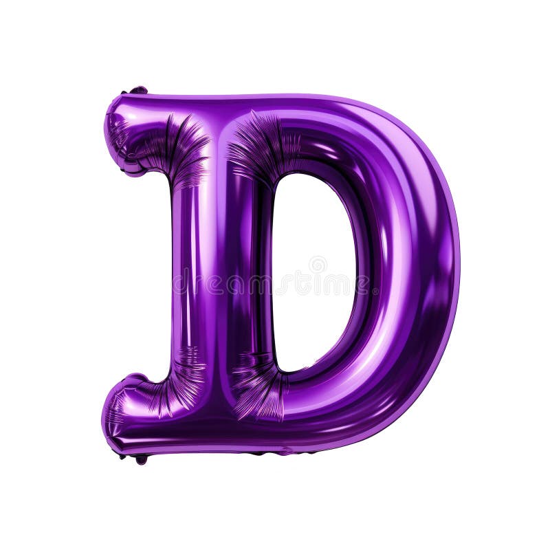 Purple Metallic E Alphabet Balloon Realistic 3D on White Background ...