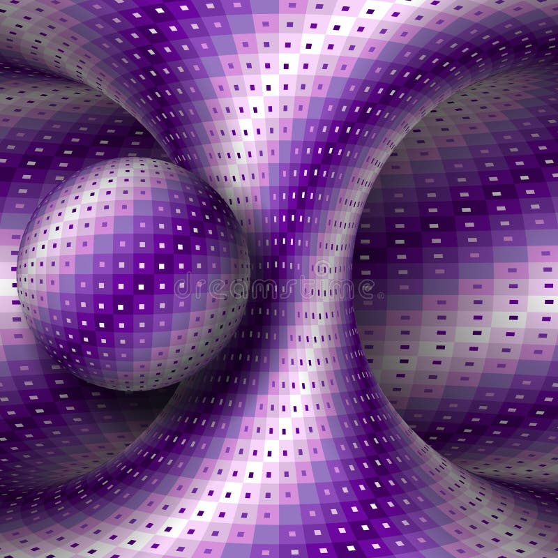 Purple Metallic Hyperboloid and Sphere. Vector Optical Illusion ...