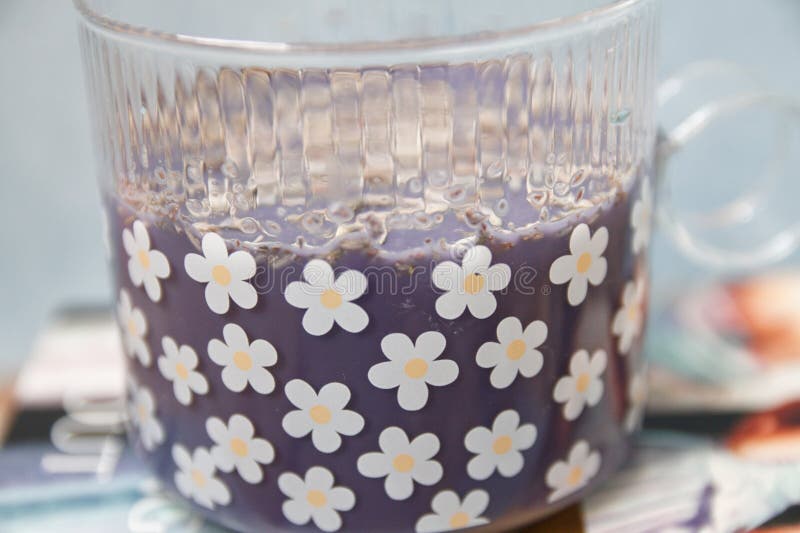 Purple Milkshake in a Spring Glass Mug Stock Image - Image of purple ...