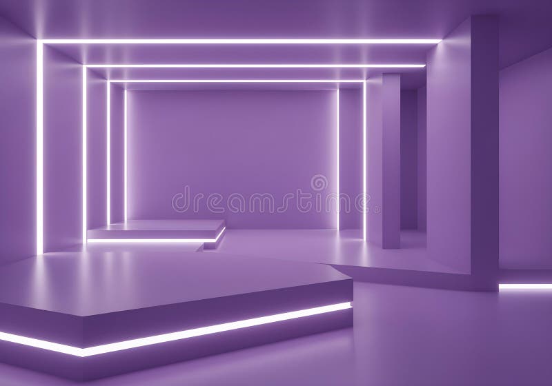 Purple Minimalistic Studio Environment with Bright Lights and ...